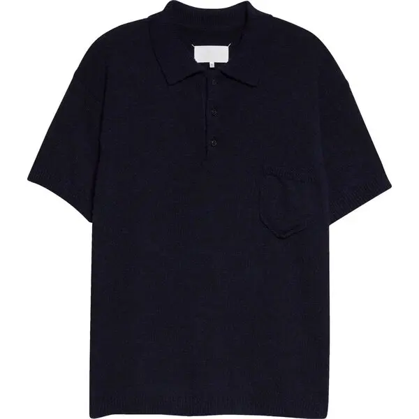 MAISON MARGIELA Cotton & Wool Blend Polo - Blue/black