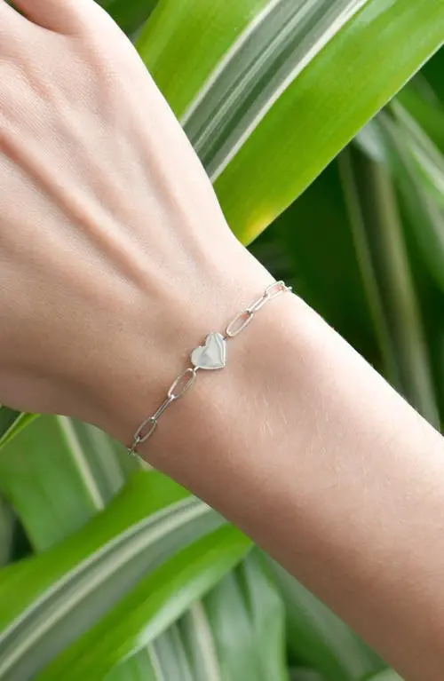 Anzie Amour Engravable Heart Pendant Bracelet - Silver