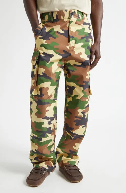 JW Anderson Camo Cotton Straight Leg Cargo Pants - Brown/green