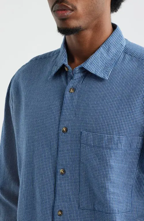 Topman Check Relaxed Fit Cotton Flannel Button-up Shirt