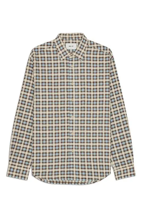 Nn07 Deon 50037 Organic Cotton Button-up Shirt - Blue Check