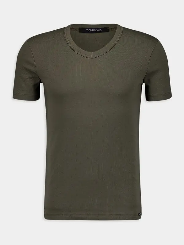TOM FORD Military V-neck T-shirt - Green