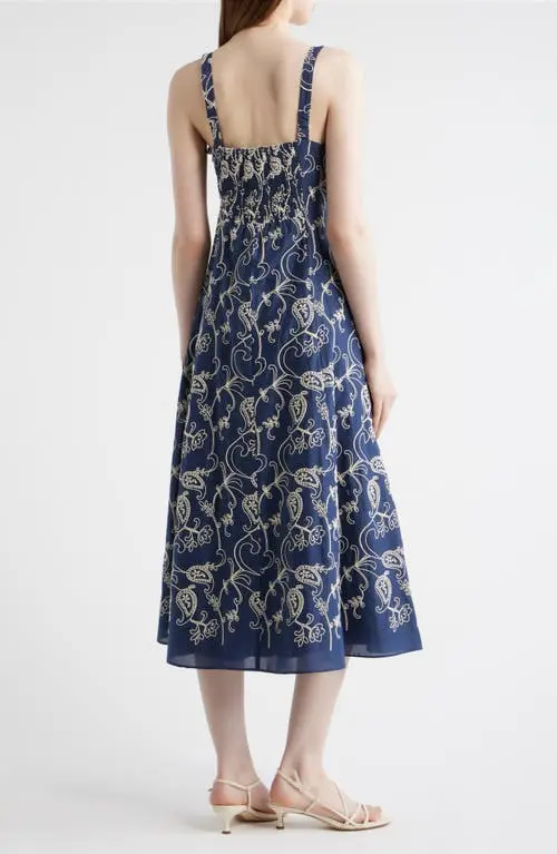 Julia Jordan Embroidered Cotton Fit & Flare Midi Dress