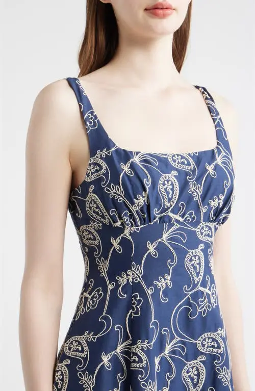 Julia Jordan Embroidered Cotton Fit & Flare Midi Dress