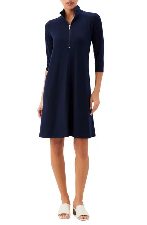 Karen Kane Half Zip Travel Jersey Dress - Navy