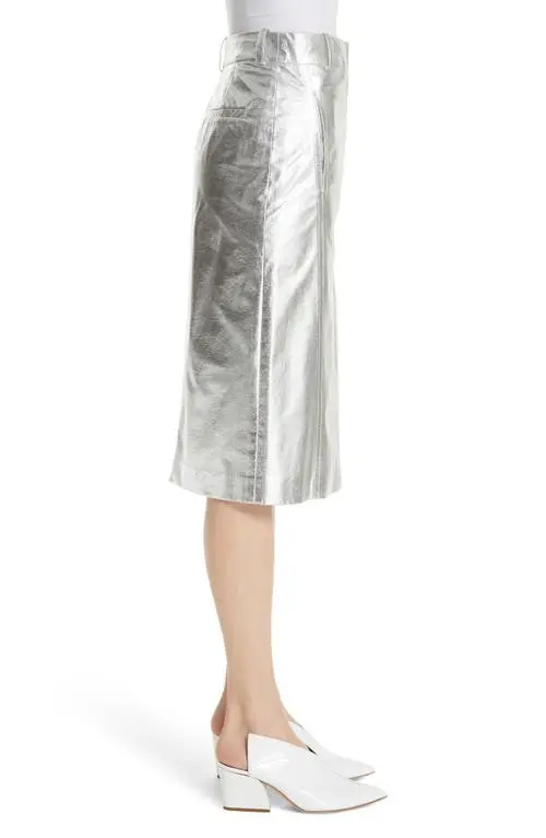 Tibi Tech Faux Leather Skirt