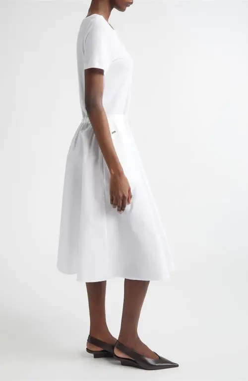 Herno Mixed Media Drawcord Waist Dress - White