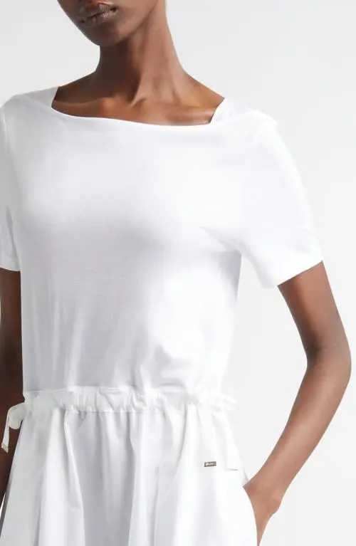 Herno Mixed Media Drawcord Waist Dress - White