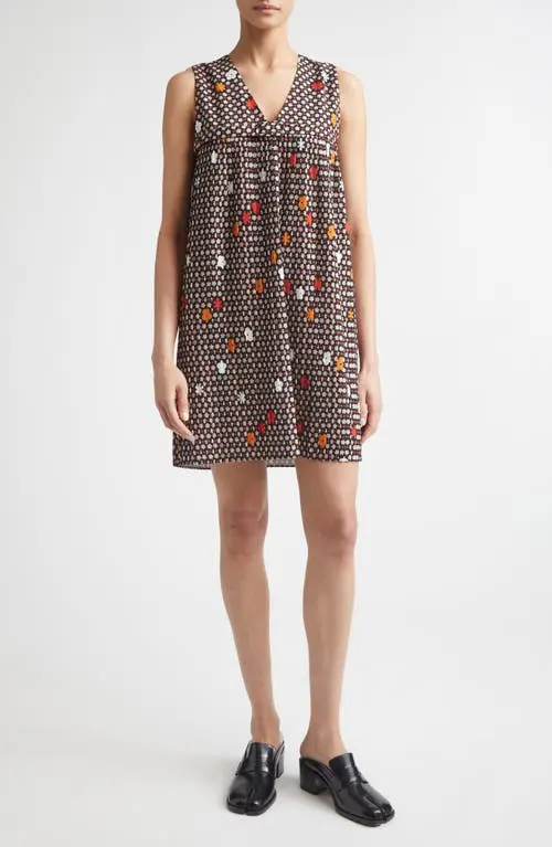MAISON MARGIELA Floral Print Sleeveless Minidress - Black/red