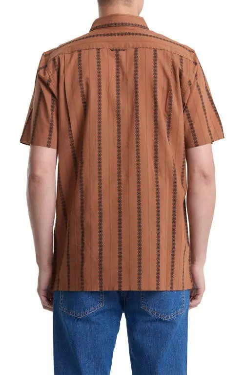 Volcom Whitworth Stripe Short Sleeve Button-up Shirt - Rawhide