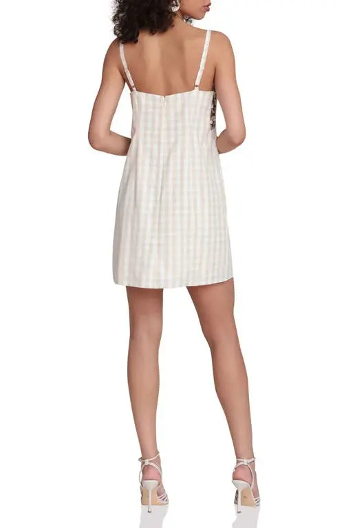 Avec Les Filles Check Sleeveless Mini Dress - Beige Gingham