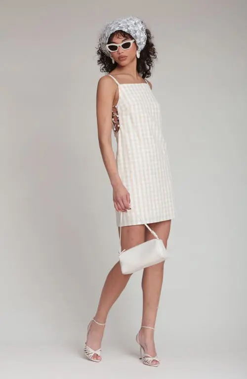 Avec Les Filles Check Sleeveless Mini Dress - Beige Gingham
