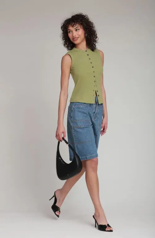 Avec Les Filles Sleeveless Rib Tank - Bayleaf