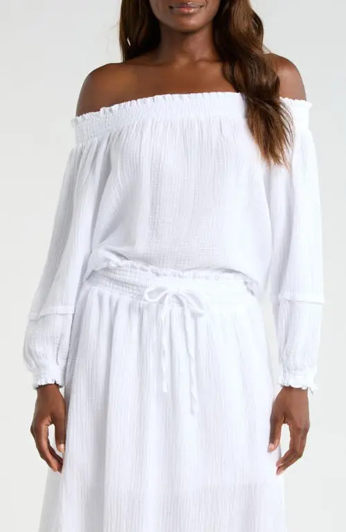 Splendid Adele Off-the-shoulder Cotton Top - White