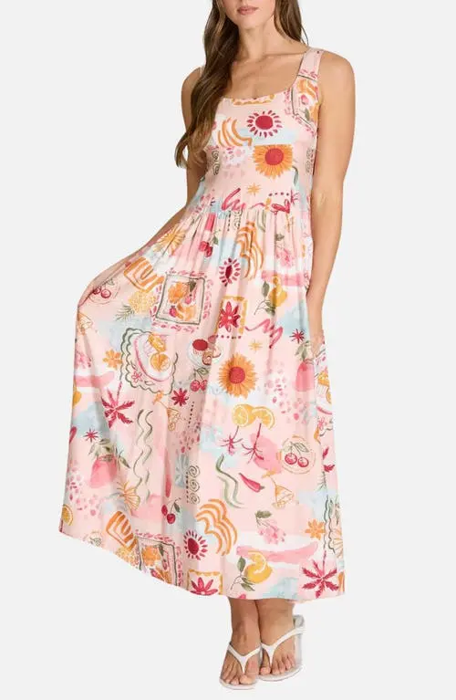 BLU PEPPER Printed Fit & Flare Midi Dress