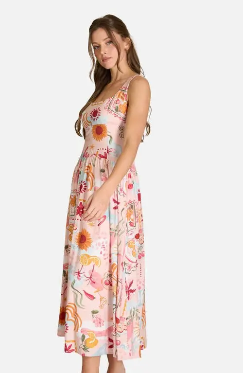 BLU PEPPER Printed Fit & Flare Midi Dress