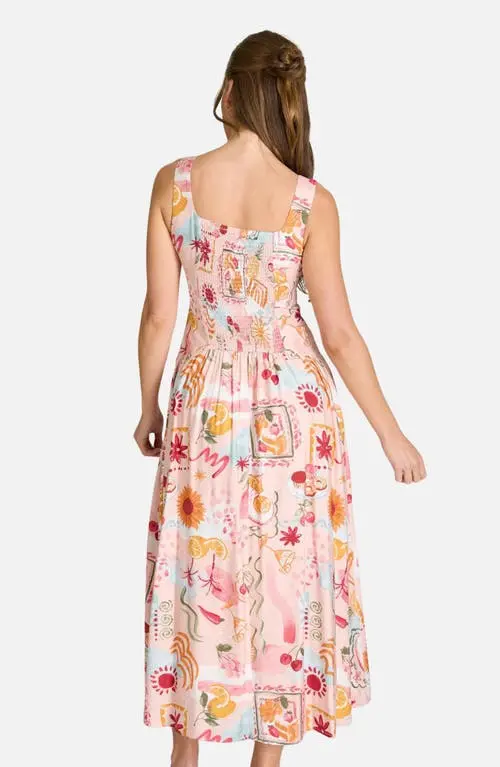BLU PEPPER Printed Fit & Flare Midi Dress