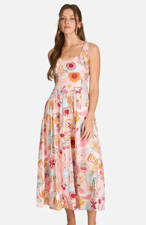 BLU PEPPER Printed Fit & Flare Midi Dress