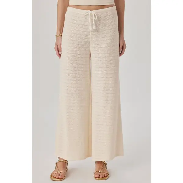 Splendid Marisol Mixed Stitch Wide Leg Pants - Shell Pink