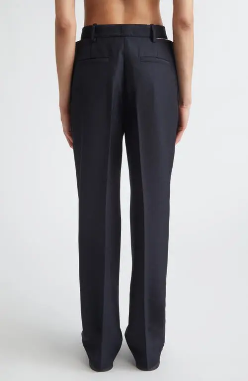 JIL SANDER Slashed Waist Wool & Mohair Straight Leg Pants