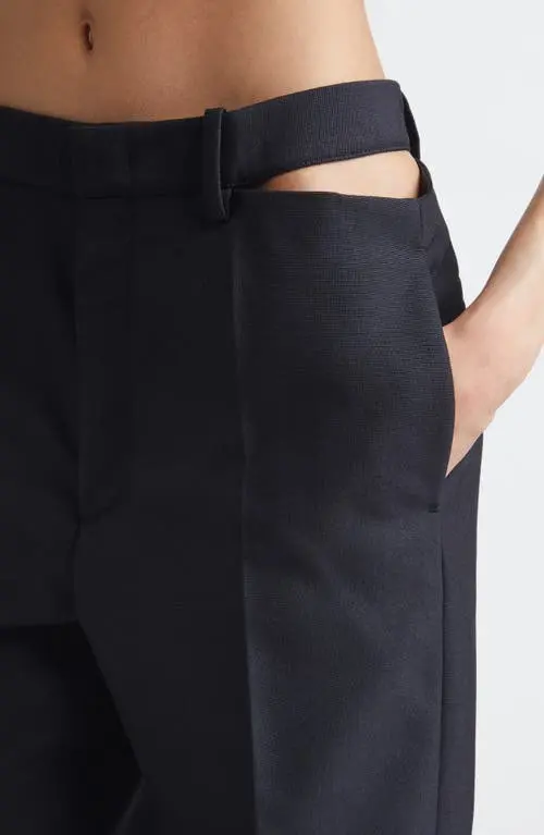 JIL SANDER Slashed Waist Wool & Mohair Straight Leg Pants