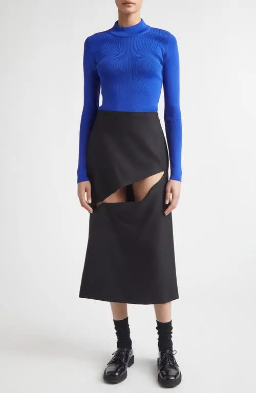 JIL SANDER Diagonal Slash Wool & Mohair Midi Skirt