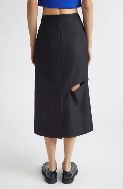 JIL SANDER Diagonal Slash Wool & Mohair Midi Skirt