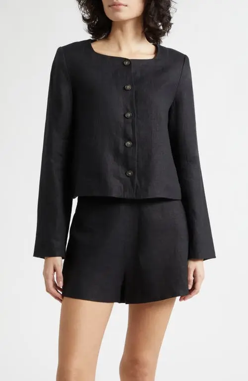 Posse Emma Boxy Linen Jacket - Black