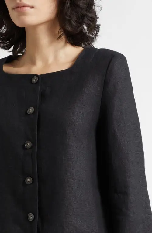 Posse Emma Boxy Linen Jacket - Black