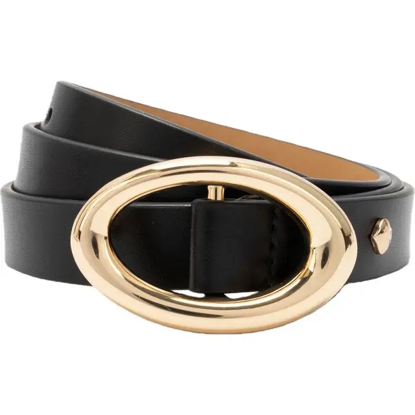 Kate Spade New York Oval Molten Buckle Leather Belt - Black