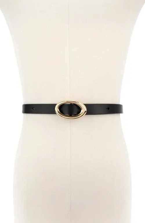 Kate Spade New York Oval Molten Buckle Leather Belt - Black