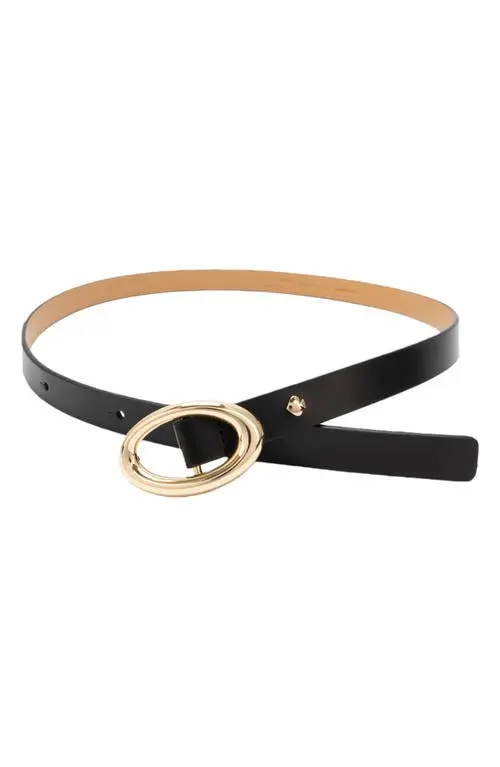 Kate Spade New York Oval Molten Buckle Leather Belt - Black