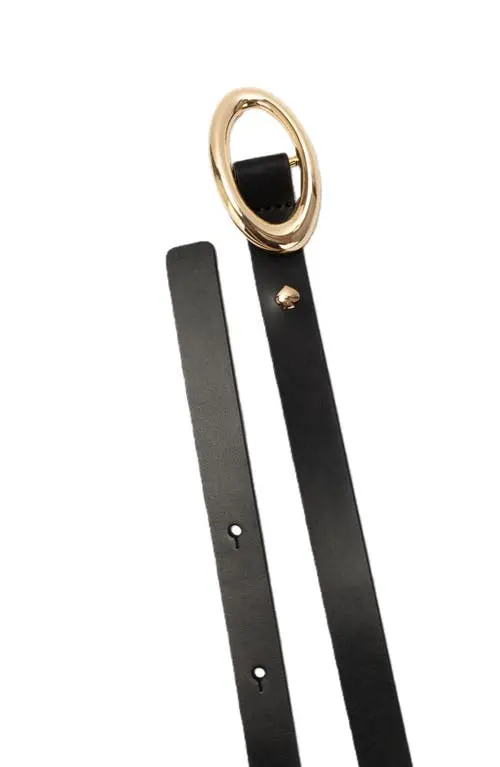 Kate Spade New York Oval Molten Buckle Leather Belt - Black