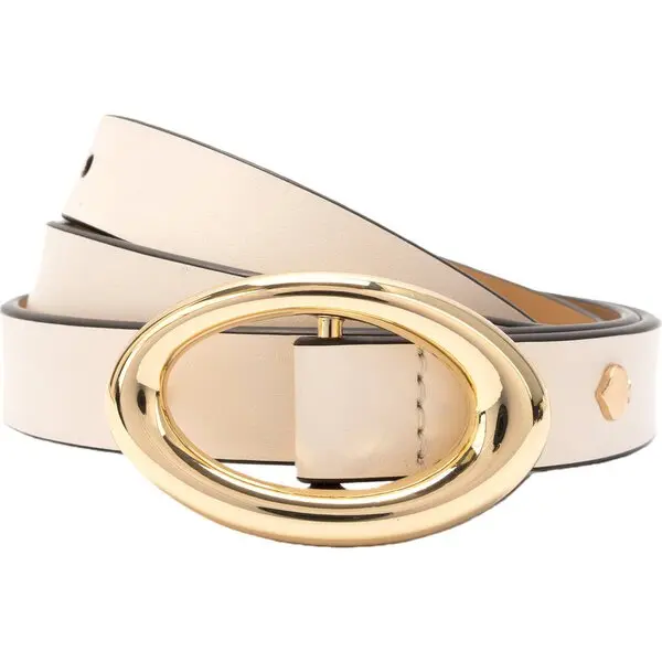 Kate Spade New York Oval Molten Buckle Leather Belt - Cream