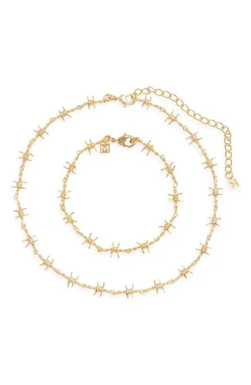 THE M JEWELERS Barbwire Necklace & Bracelet Set - Gold