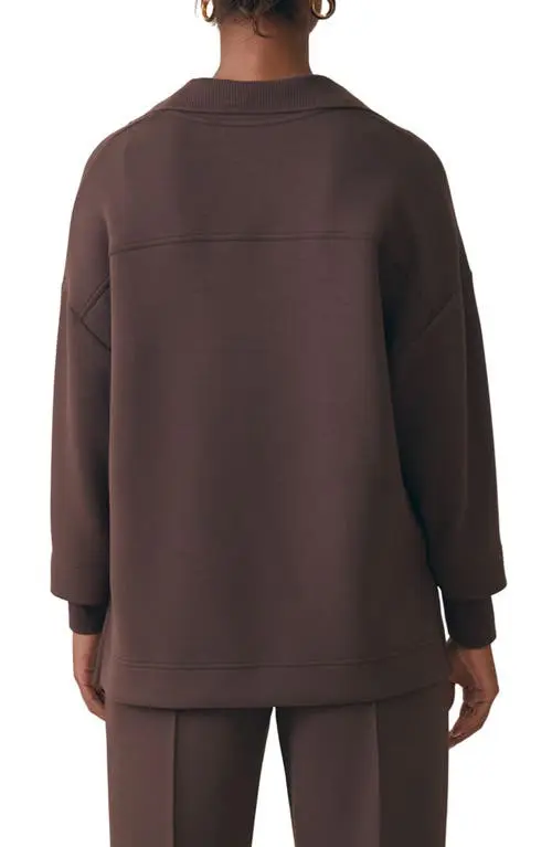 REISS Bernie Johnny Collar Sweatshirt - Chocolate