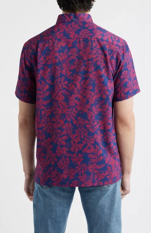 KAHALA Tide Pool Short Sleeve Button-up Shirt - Navy