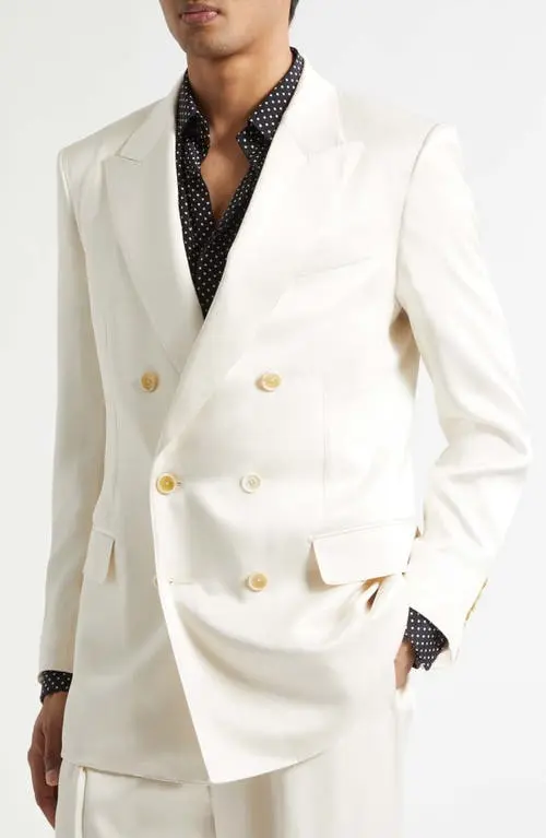 TOM FORD Double Breasted Silk Peached Gabardine Jacket