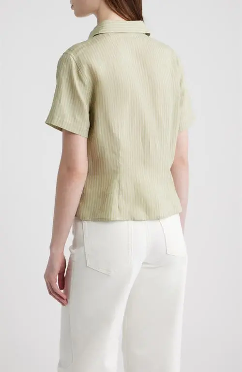 FRAME The Seaside Pinstripe Linen Button-up Top