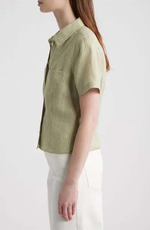 FRAME The Seaside Pinstripe Linen Button-up Top