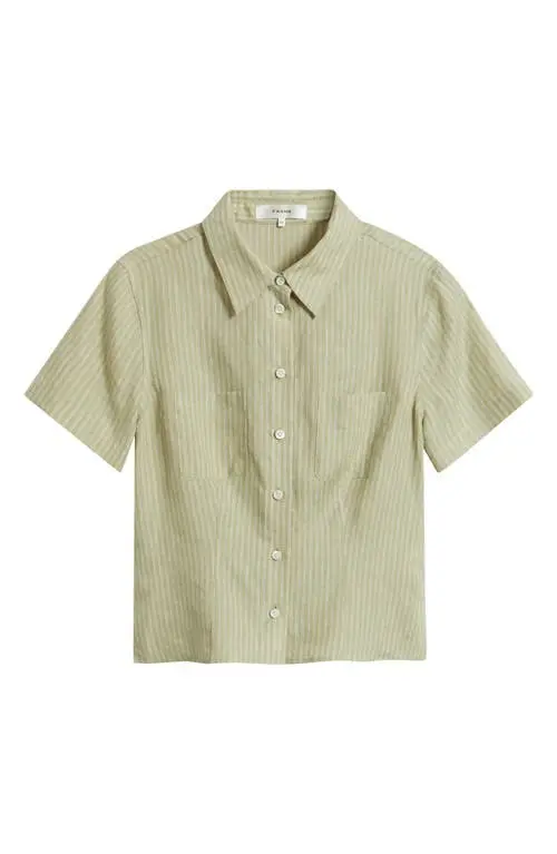 FRAME The Seaside Pinstripe Linen Button-up Top