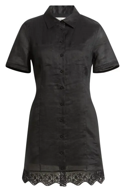 FRAME Embroidered Ramie Button-up Minidress