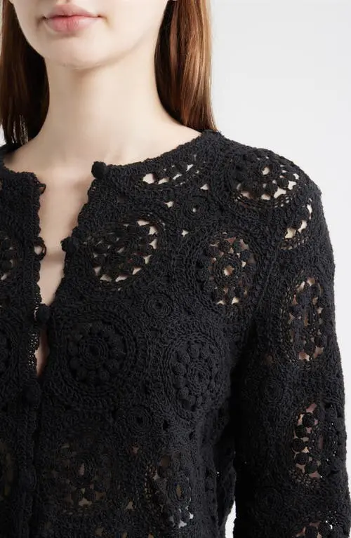 FRAME Crochet Cotton Button-up Cardigan