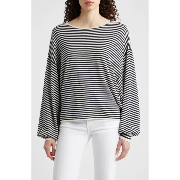 FRAME Slouchy Stripe Sweater - Cream Multi