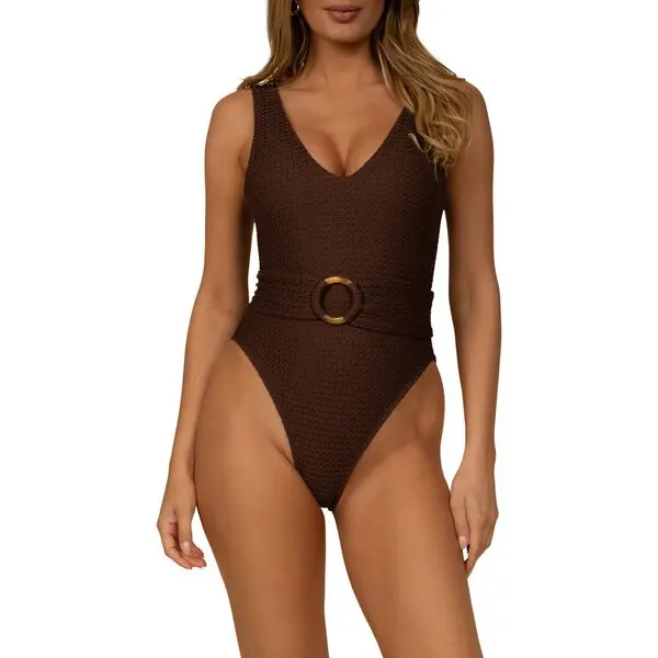 MONTCE Jacquard One-piece Swimsuit - Espresso Crochet