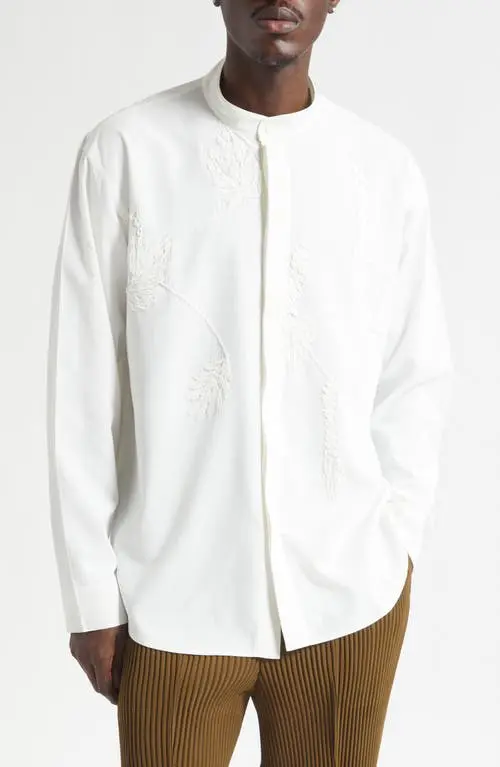 Issey Miyake Pressed Embroidery Button-up Shirt