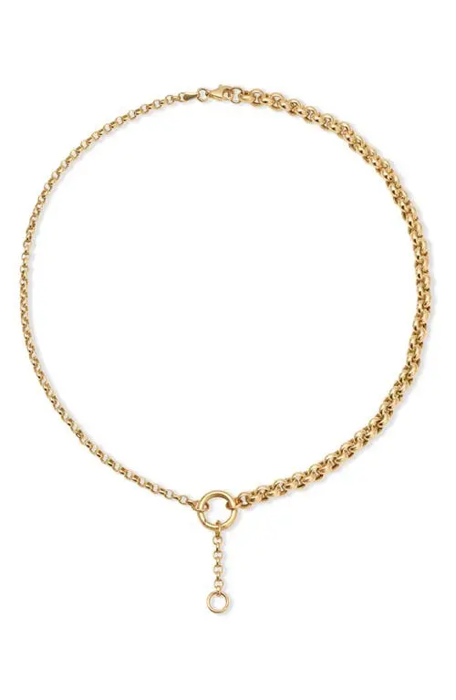 Adina Reyter Half & Half Rolo Chain Lariat Necklace - 14k Yellow Gold
