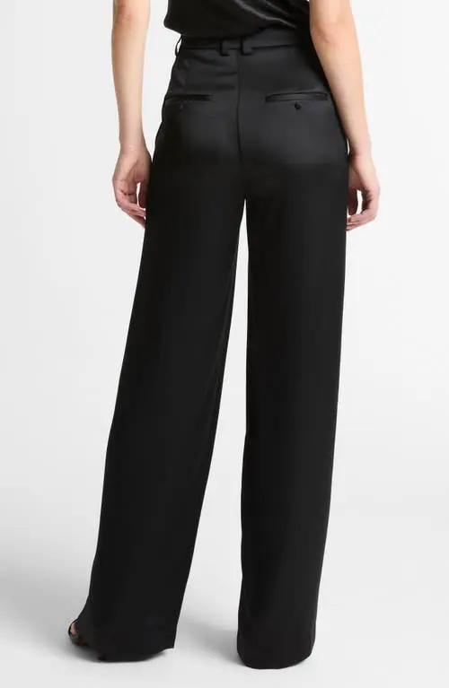 Vince Pleated High-waist Satin Pants - Black