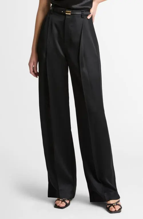 Vince Pleated High-waist Satin Pants - Black