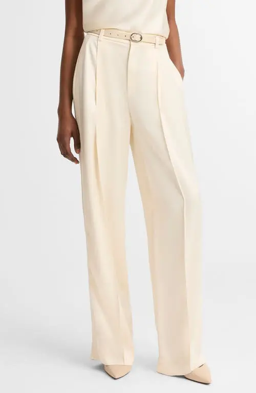 Vince Pleated High-waist Satin Pants - Flax